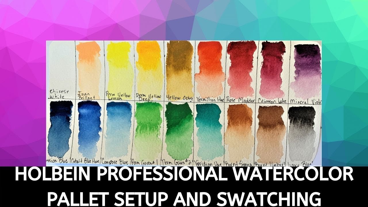 HOLBEIN PROFESSIONAL WATERCOLOR PALLET SETUP AND SWATCHING! ASMR ...