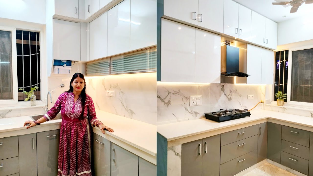 BEST EMPTY KITCHEN TOUR 2024 *LOW BUDGET-LUXURY KITCHEN*LATEST KITCHEN ...