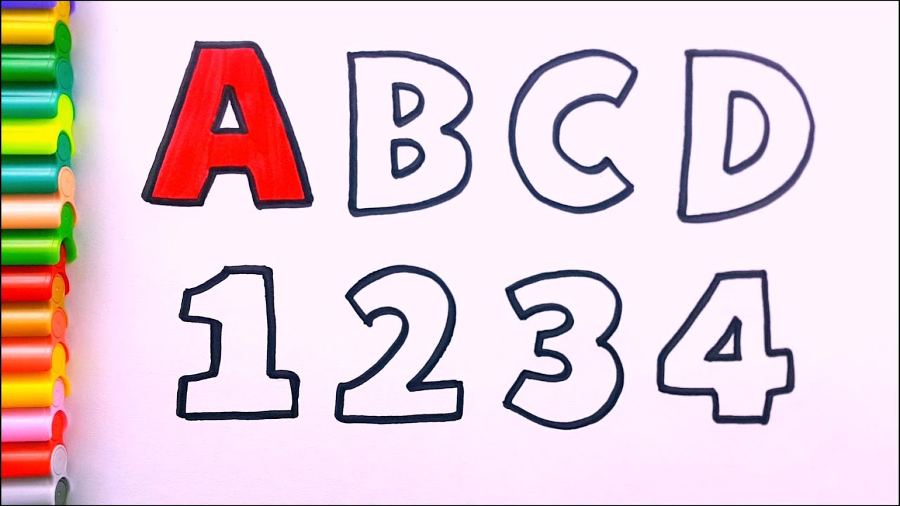 ABC English Alphabet Draw and Color | Drawing & coloring ABC & 1 to 4 ...