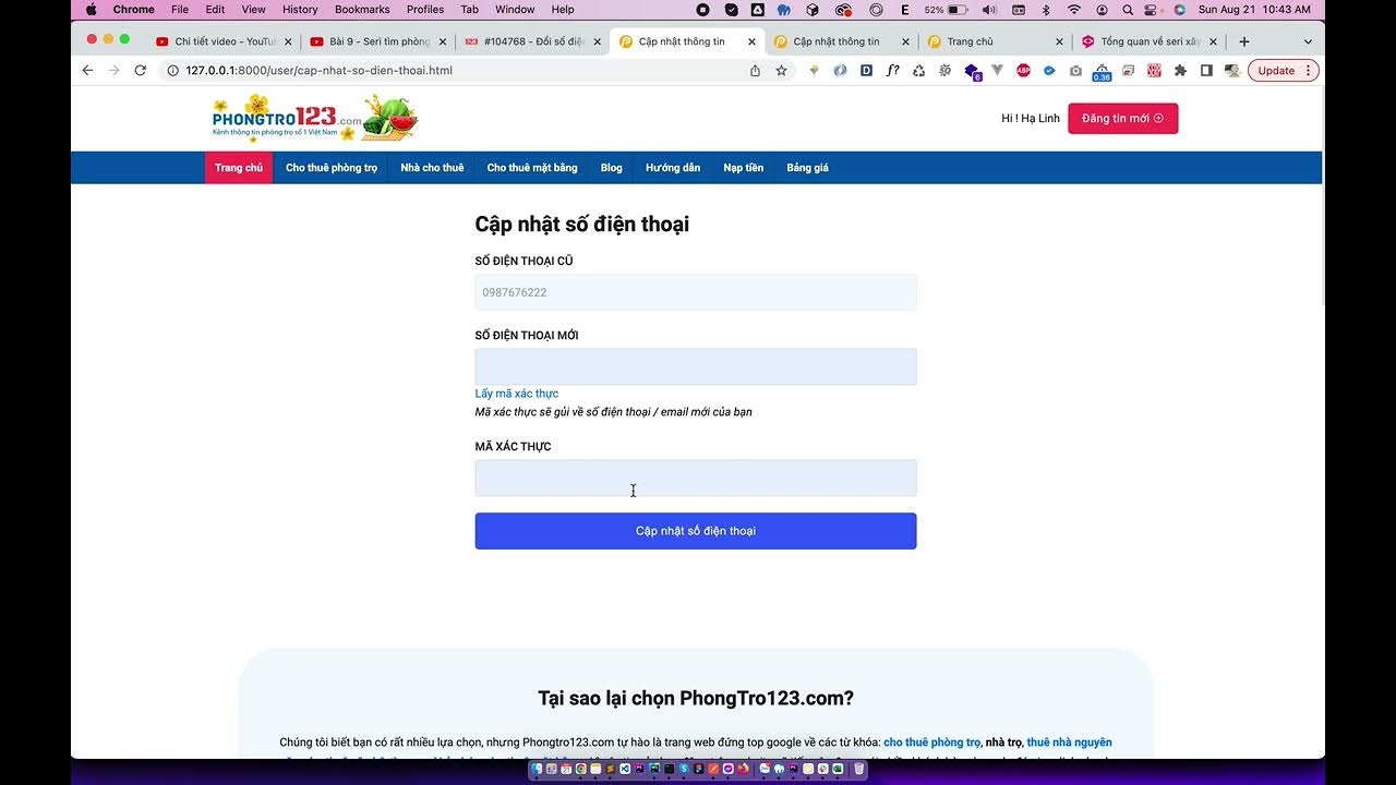 Bài 9 .1 - Seri tìm phòng trọ - Xử lý luồng lưu code xác thực- 123code.net - YouTube