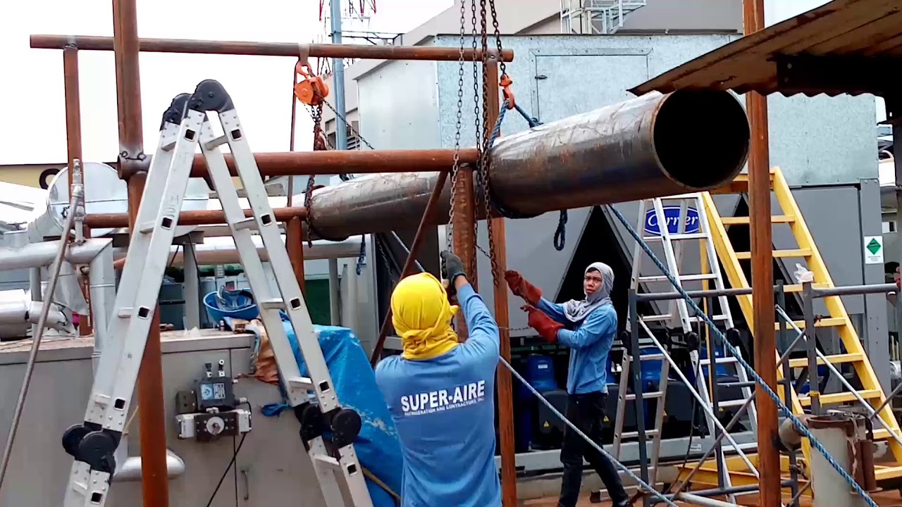 Actual Piping work chilled water line 3 - YouTube