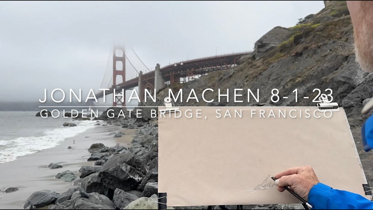 Jonathan Machen Golden Gate Bridge, San Francisco, plein-air drawing ...