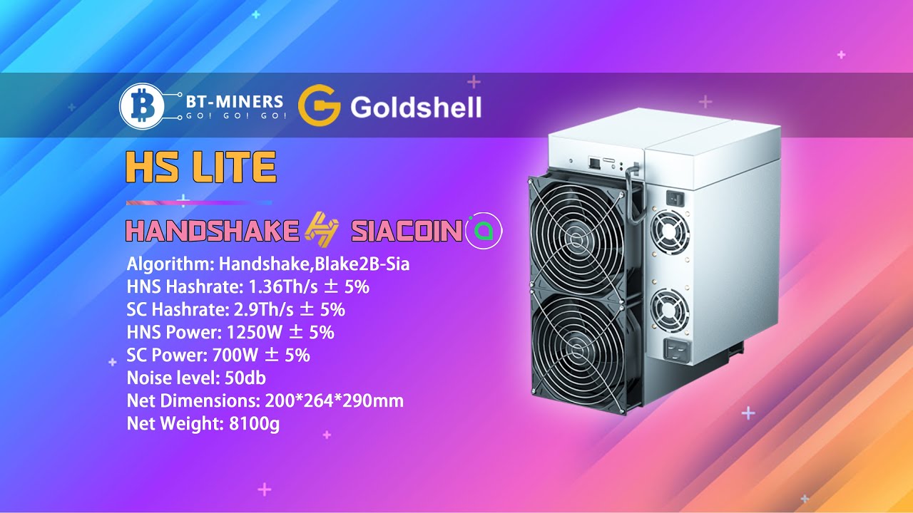 Goldshell HS Lite 1.36 Th/s Handshake and Sia Miner Setup - YouTube