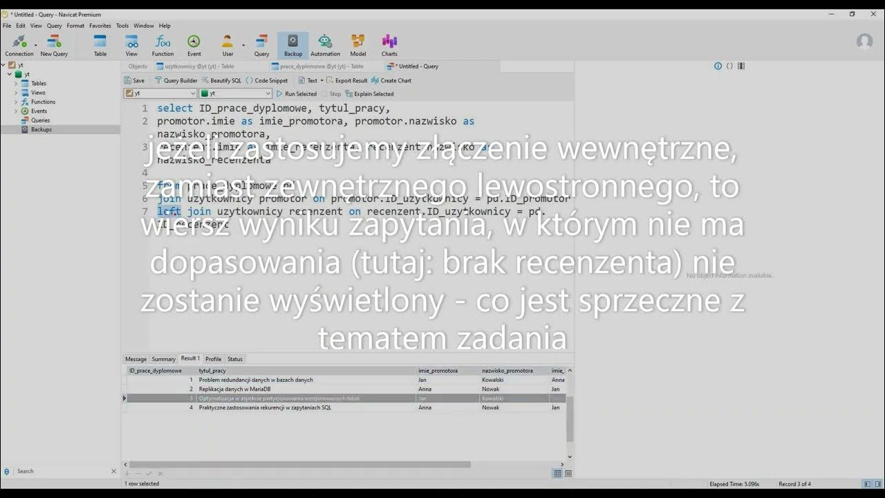 MariaDB - Navicat - kiedy używać złączenia wewnętrznego i zewnętrznego ...