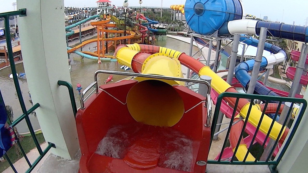 Scary Tube Water Slide at Dino Water Park - YouTube