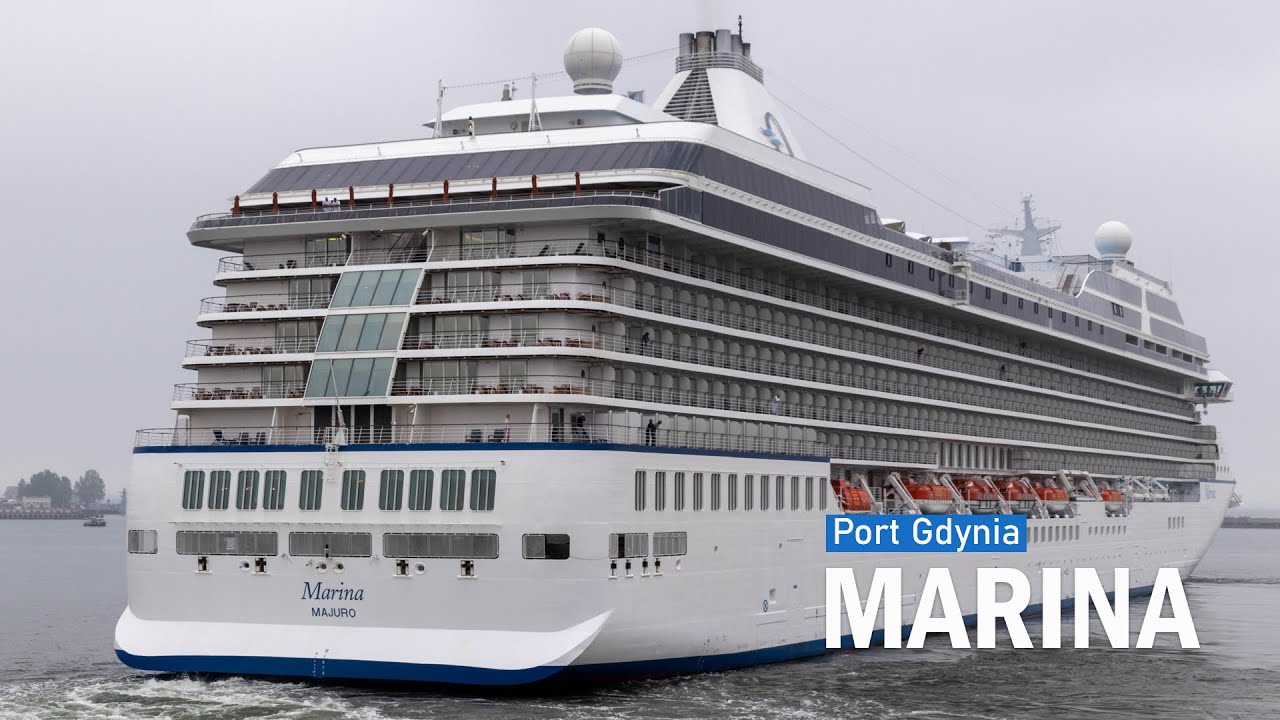 Statek MS Marina - wyjście z Portu Gdynia - Nabrzeże Francuskie IMO ...