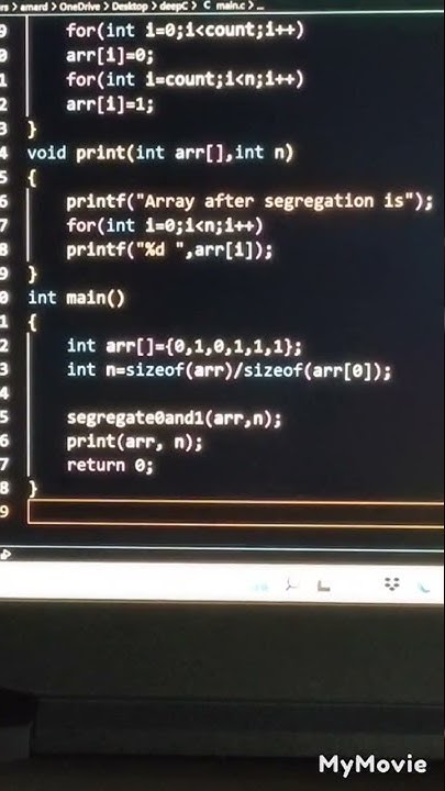 Segregate 0s And 1s In An Array In 🧲 Programming 🦎🦮🐄 Youtube