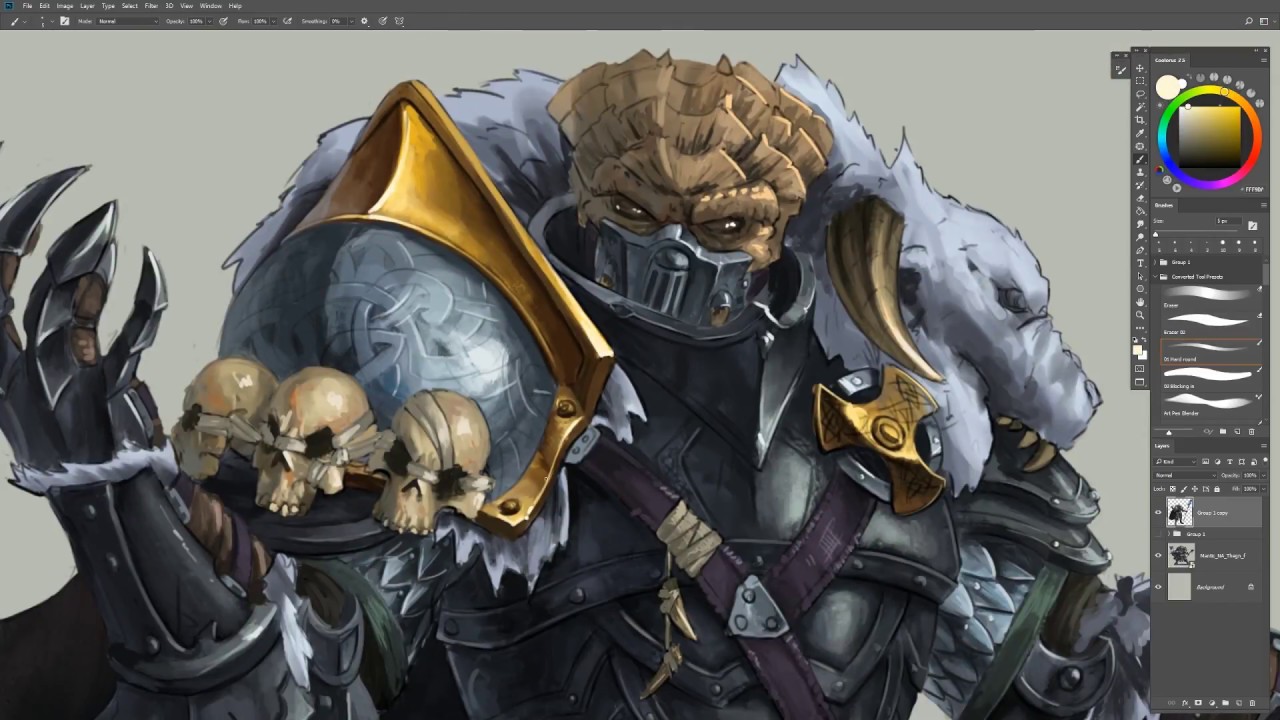Colouring Concept art - Blaine from Mantic's Vanguard - YouTube