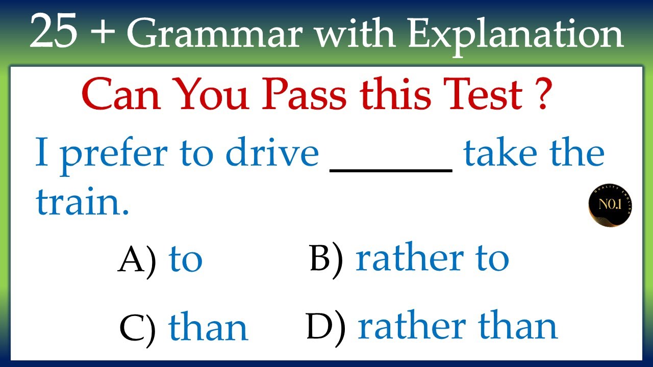 25 + English Grammar Test with Explanations💥 | Learn English with MCQs ...