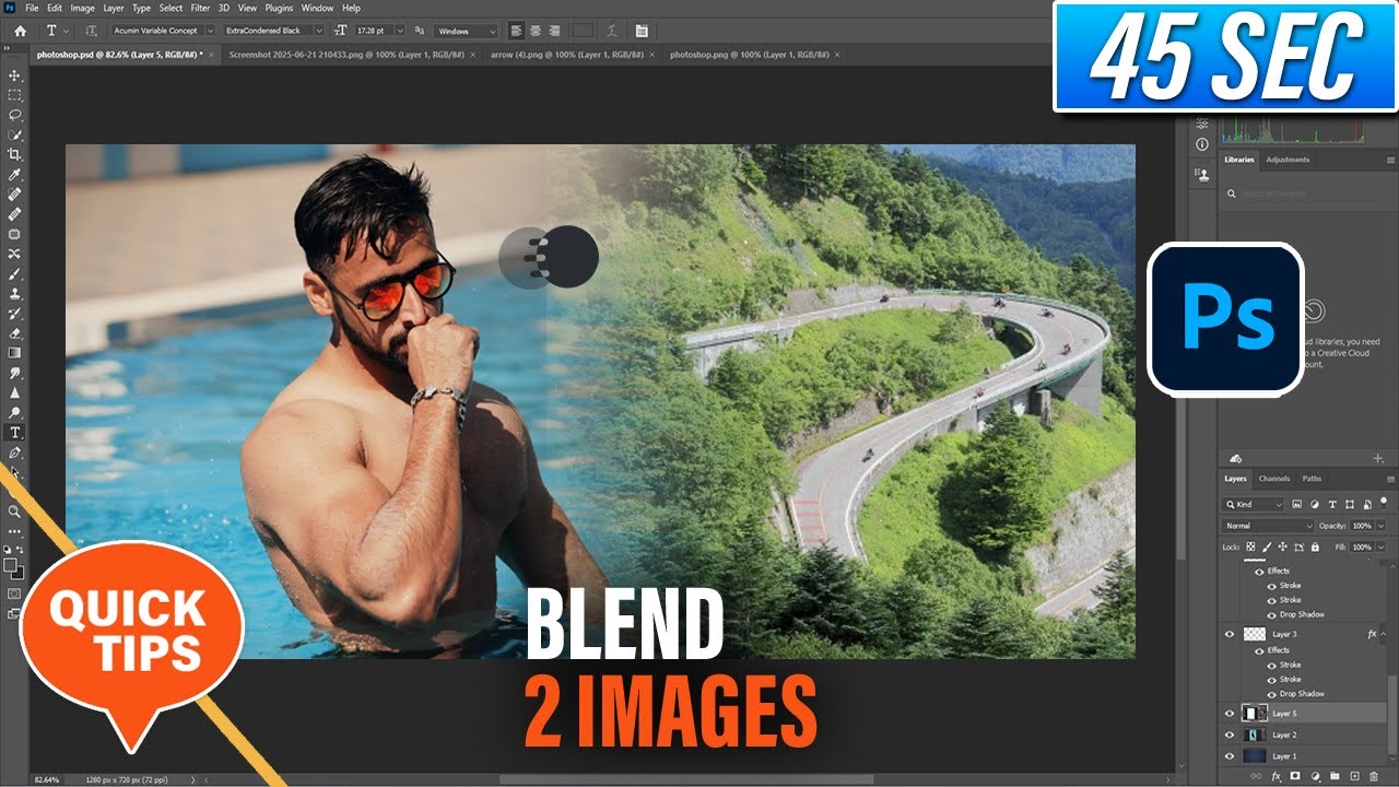How to Merge two images in Photoshop (Easy & First) - YouTube