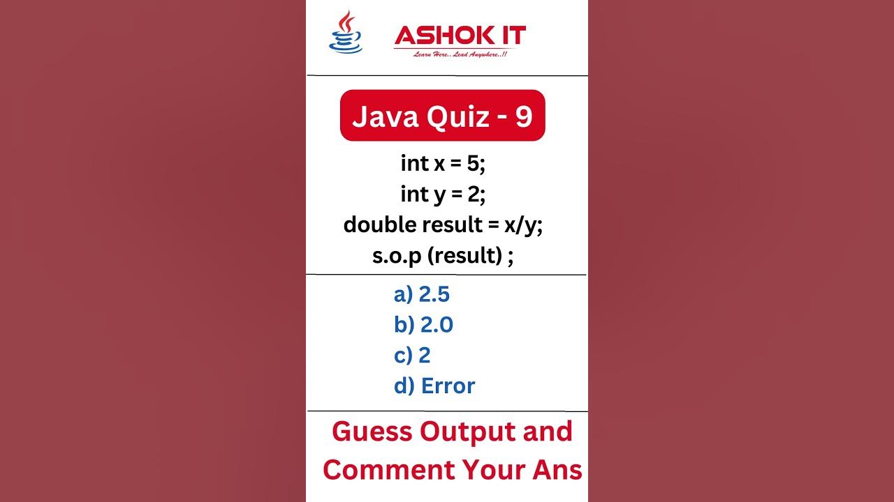 Java Quiz - 9 | Comment Your Answer #javafullstack #javaprojects - YouTube