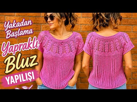 Alize Diva İle Yaprak Detaylı Robadan Başlama Bluz Yapılışı 💕Baştan Sona Adım Adım Anlatım ( Part/1)