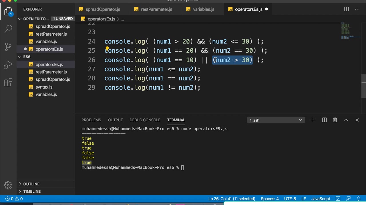 11 Javascript Es6 | Logical Operators - Youtube