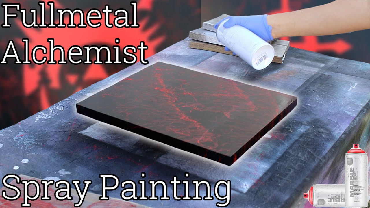 Fullmetal Alchemist Spray Painting w/ Marbel Effect Spray Paint - YouTube