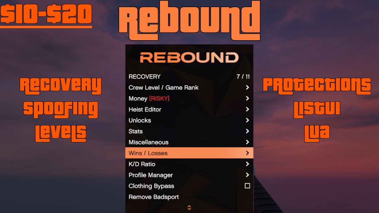 Rebound GTA V mod Menu Showcase! | Great protections | Money recovery | Millions! - YouTube