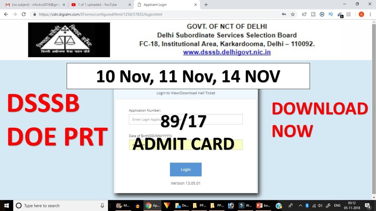 DSSSB DOE PRT Admit Card Download Now 89/17 | Full Process and Steps ...