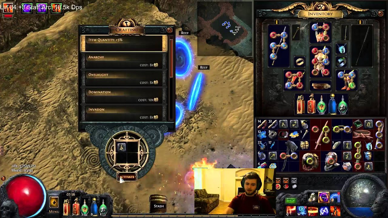 [Path of Exile] +3 Gem Staff Arc Build (Tempest) - YouTube