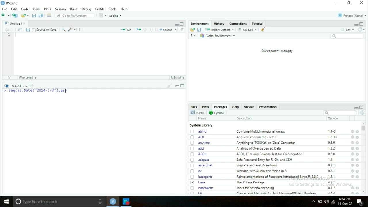 how to generate time vector/time sequence in r studio - YouTube