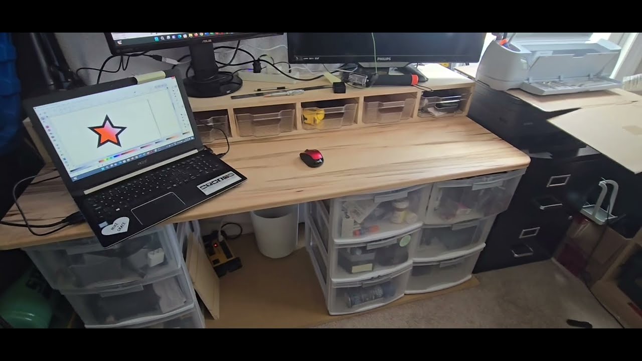 DIY Desktop Monitor Stand with Storage drawers. - YouTube