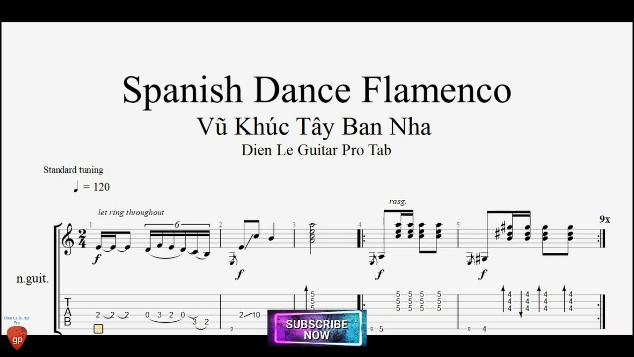 Spanish Dance Flamenco with Guitar Tutorial TABs - YouTube