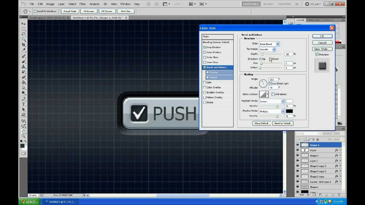 Push button in photoshop - YouTube