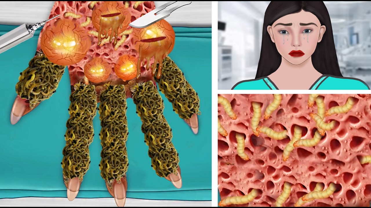 ASMR Remove maggot animation treatment hand | 2d animation @restasmr1 ...