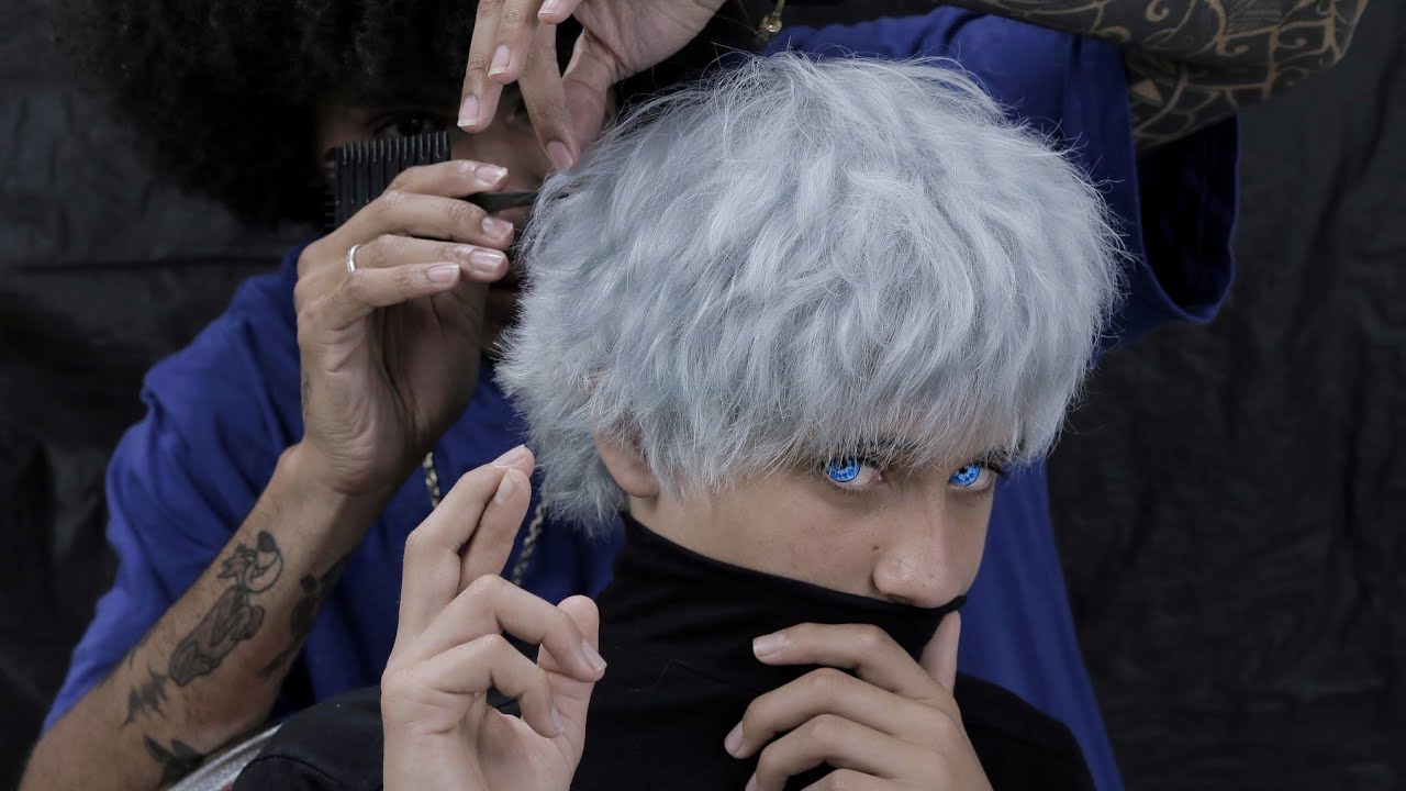 GOJO HAIRCUT 😱 Incrível corte de cabelo inspirado em satoru - YouTube
