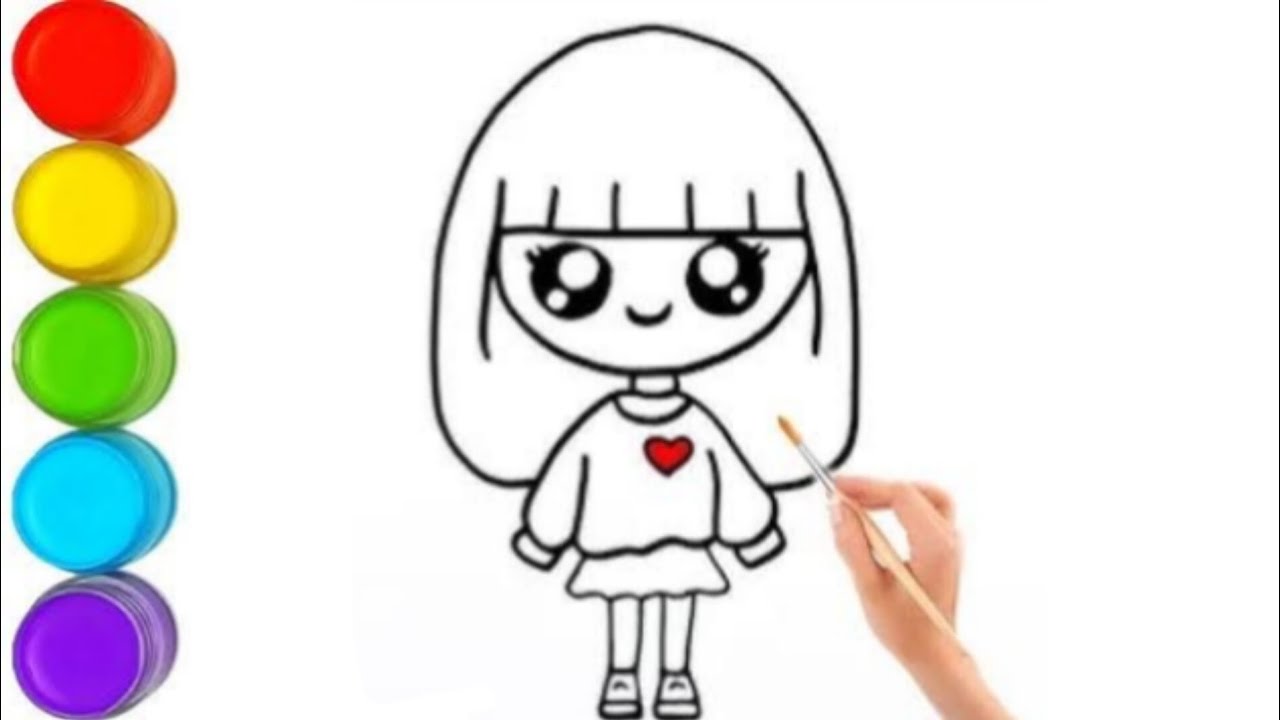 How To Draw a Cute Little Girl Drawing For Kids & Toldders// magic ...