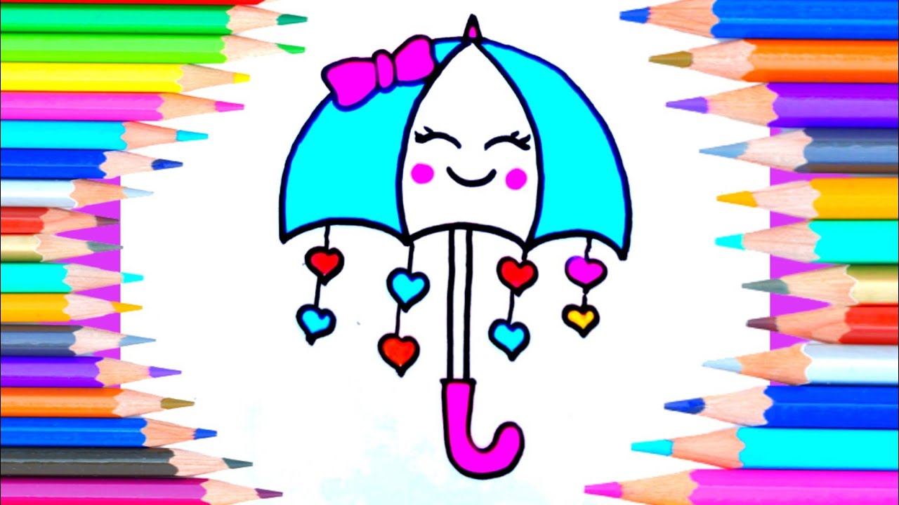 HOW TO DRAW A CUTE UMBRELLA EASY STEP BY STEP -UMBRELLA DRAWING AND ...