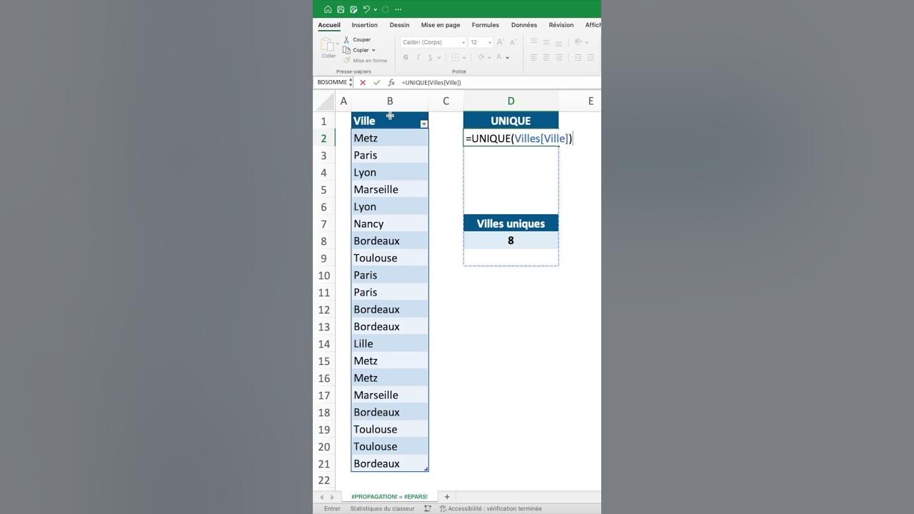 Comment corriger l'erreur #PROPAGATION! sur Excel ? - YouTube