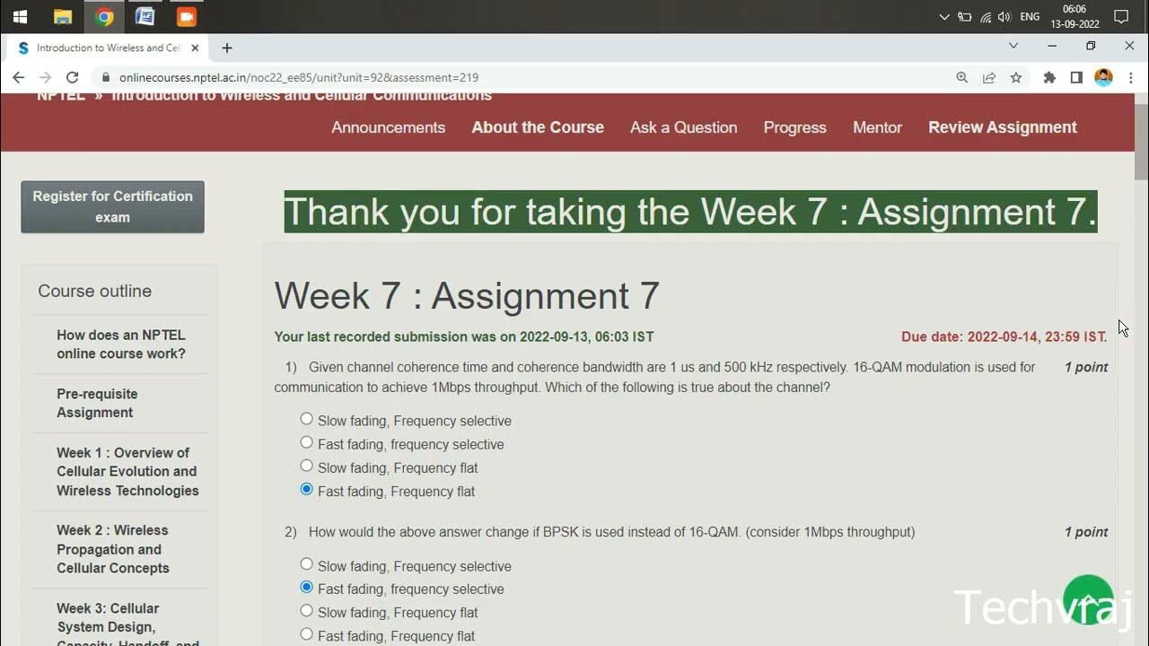 Introduction to Wireless and Cellular Communications, WEEK - 7, nptel 2022,Assignment Answers ...