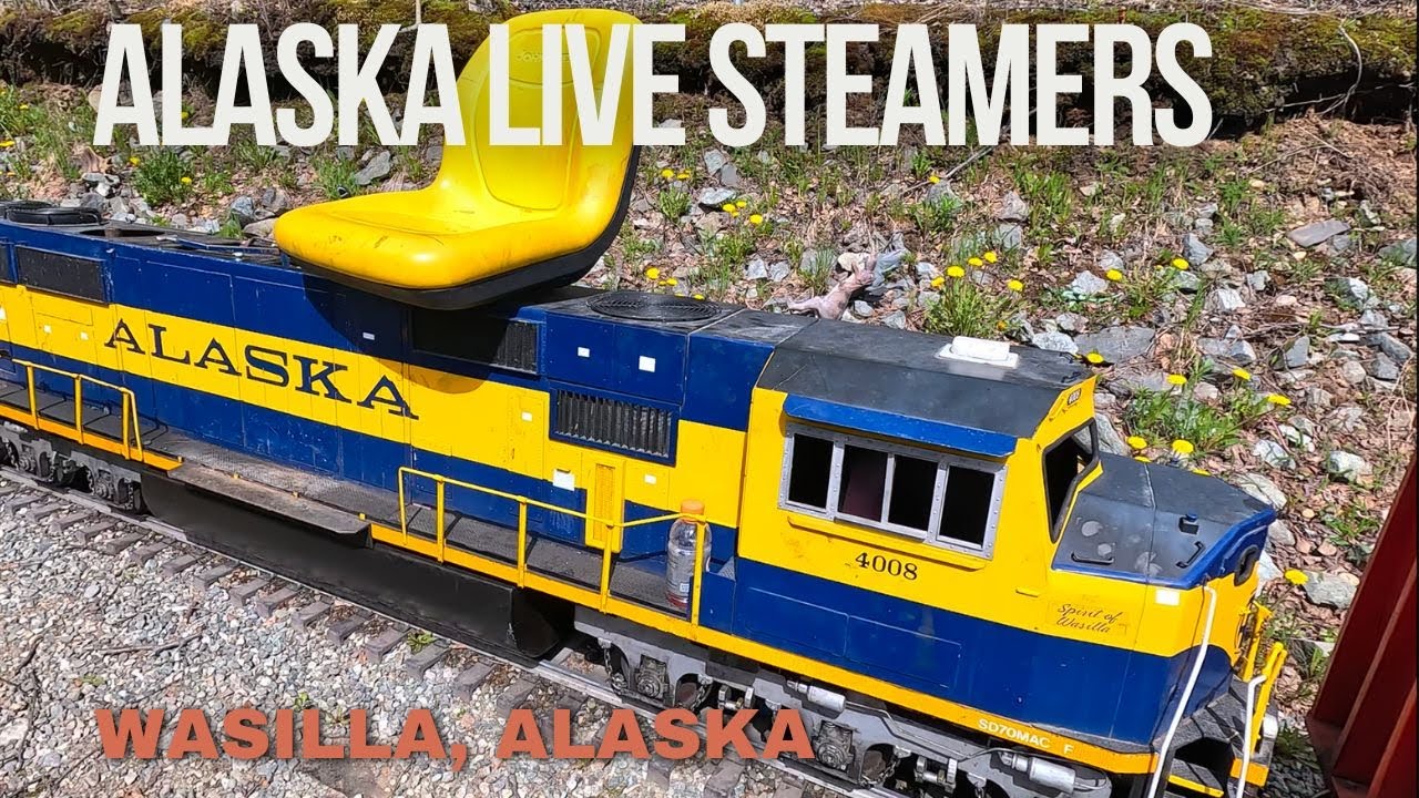 Alaska live steamers 1/8th scale fun train ride. - YouTube