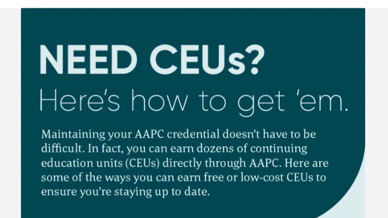 Free CEU'S for AAPC membership renewals ! Free and Low cost CEU'S - YouTube