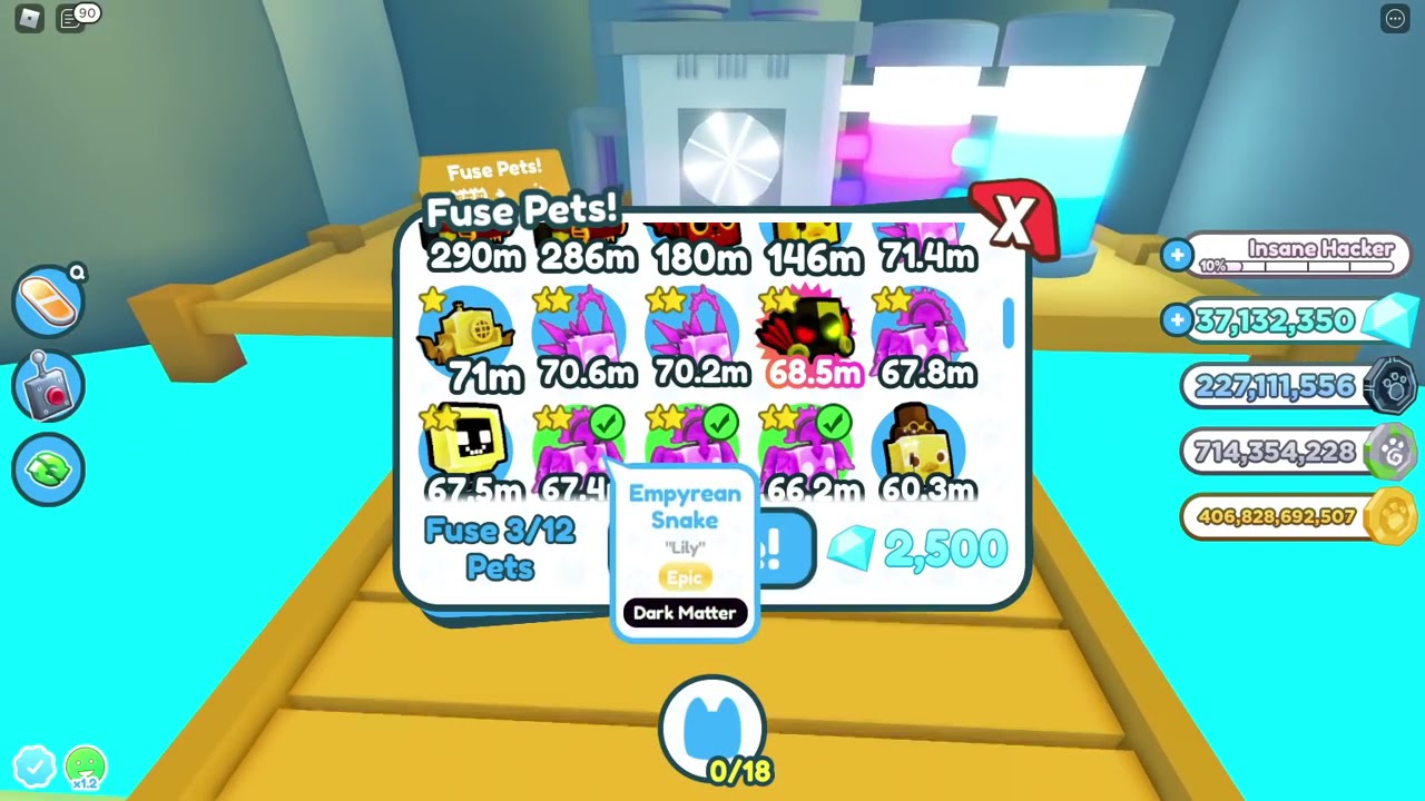 What happens when you fuse 3 dark matter empyrean snake Roblox Pet ...