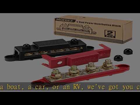 MOFEEZ Power Distribution Block Bus Bar, 4 x 5/16" Posts, 6 x #8 Screws Terminals, Max 48V 250A ...