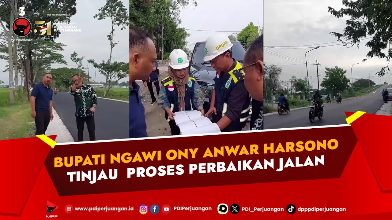 Bupati Ngawi Ony Anwar Harsono Tinjau Proses Perbaikan Jalan - YouTube