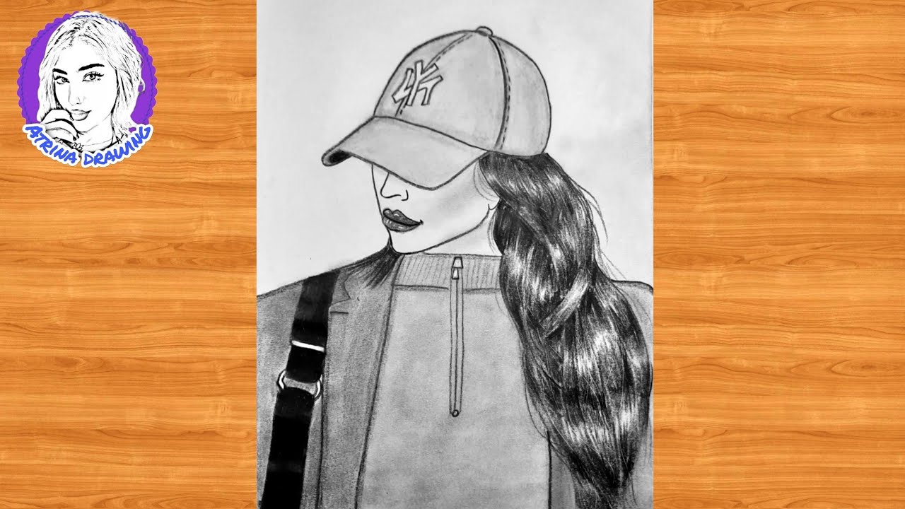 Hidden face drawing - Pencil Sketch : How to draw a girl with cap easy ...