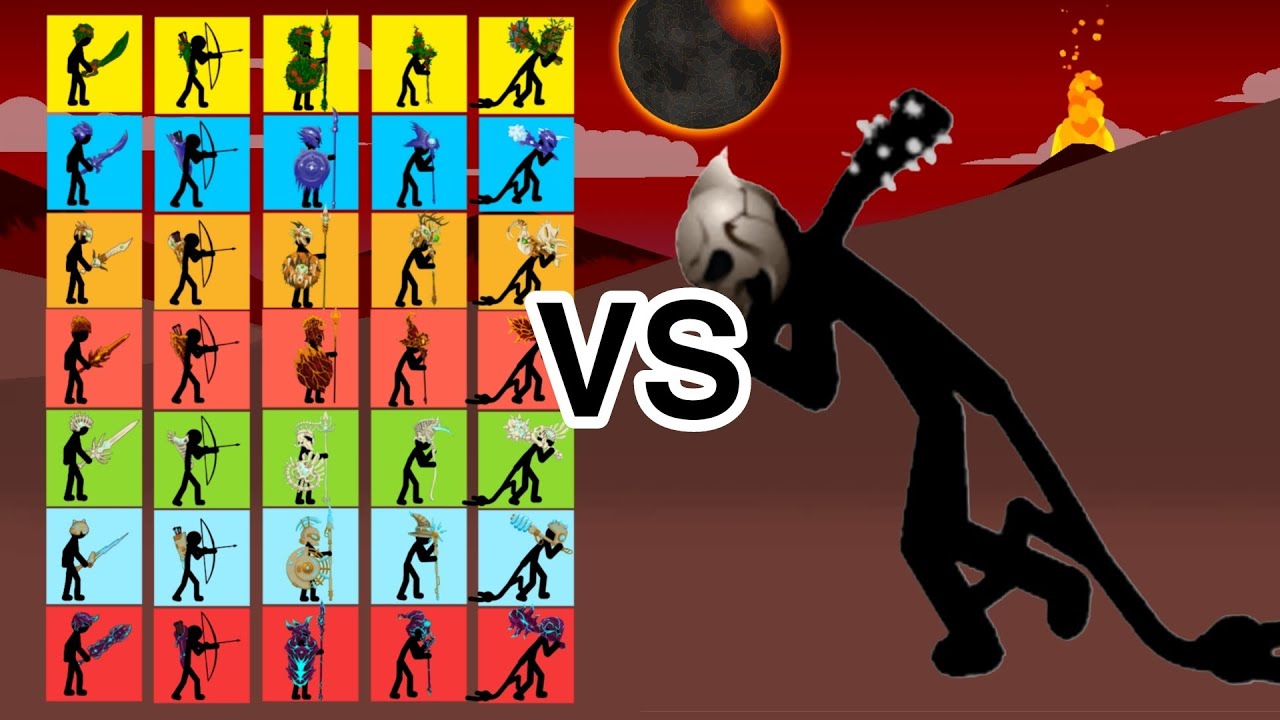All stick figures skin's from weakest to strongest vs final boss ...