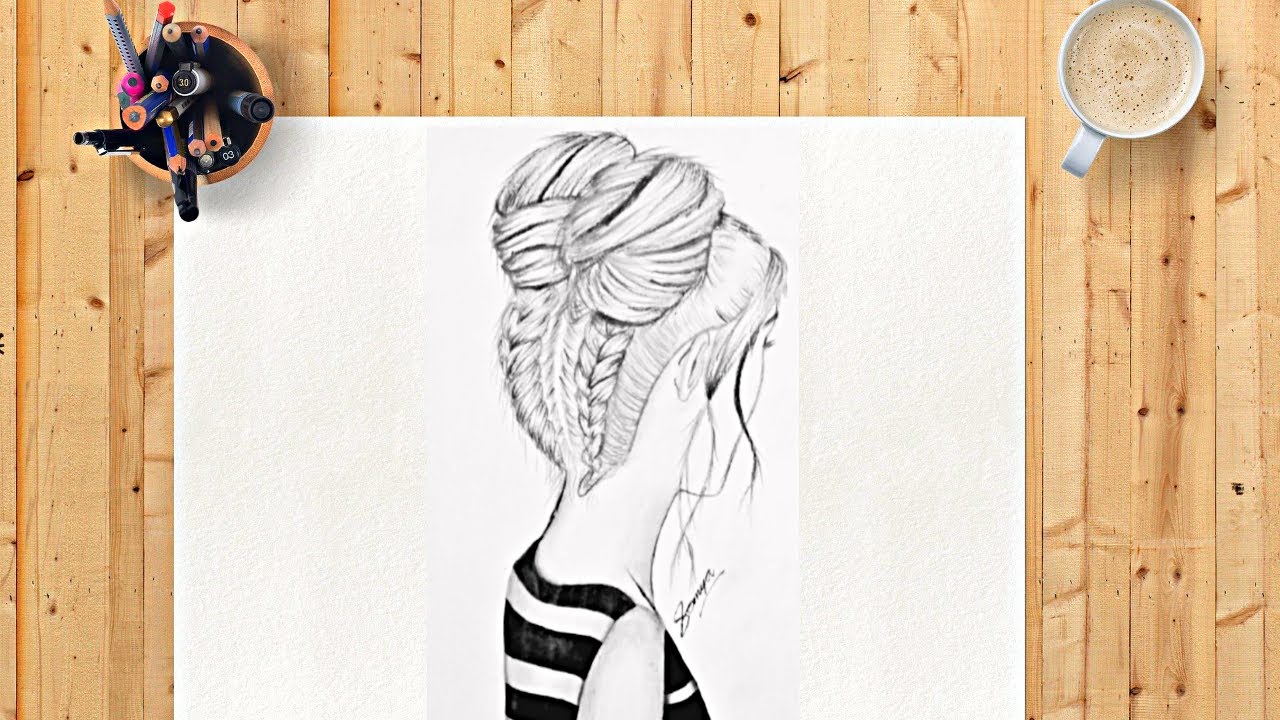 How to draw a girl with double buns hair || Pencil Sketch - YouTube
