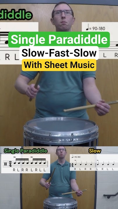 Single Paradiddle - Drum Rudiment (Slow-Fast-Slow) with music #rudiments #drums #snare #band ...