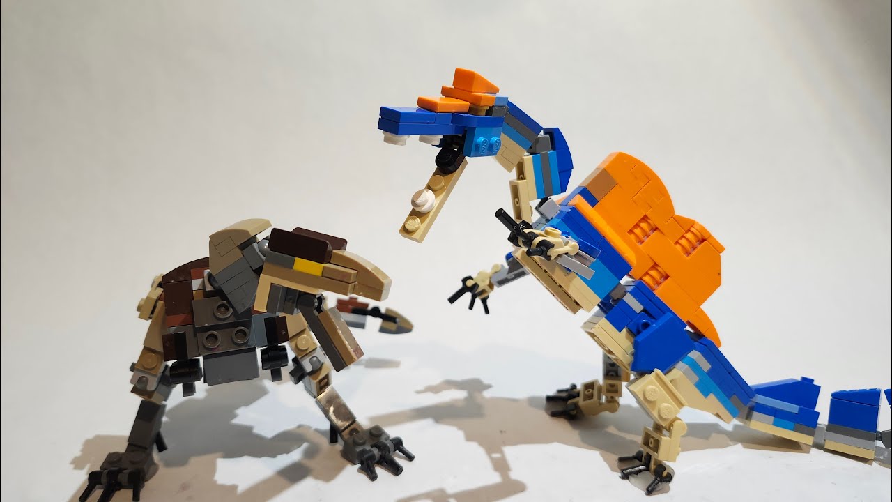 Lego T-rex Vs Spinosaurus Stop Motion Battle - YouTube