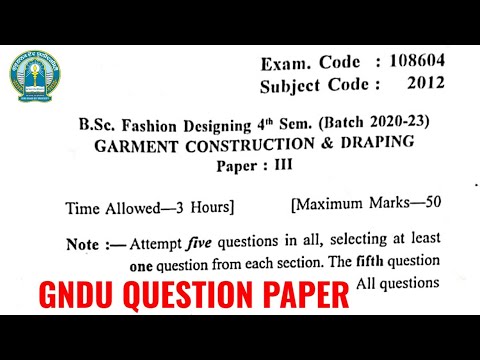 Gndu Bsc Fashion Designing 4th Semester Garment Construction & Draping ...