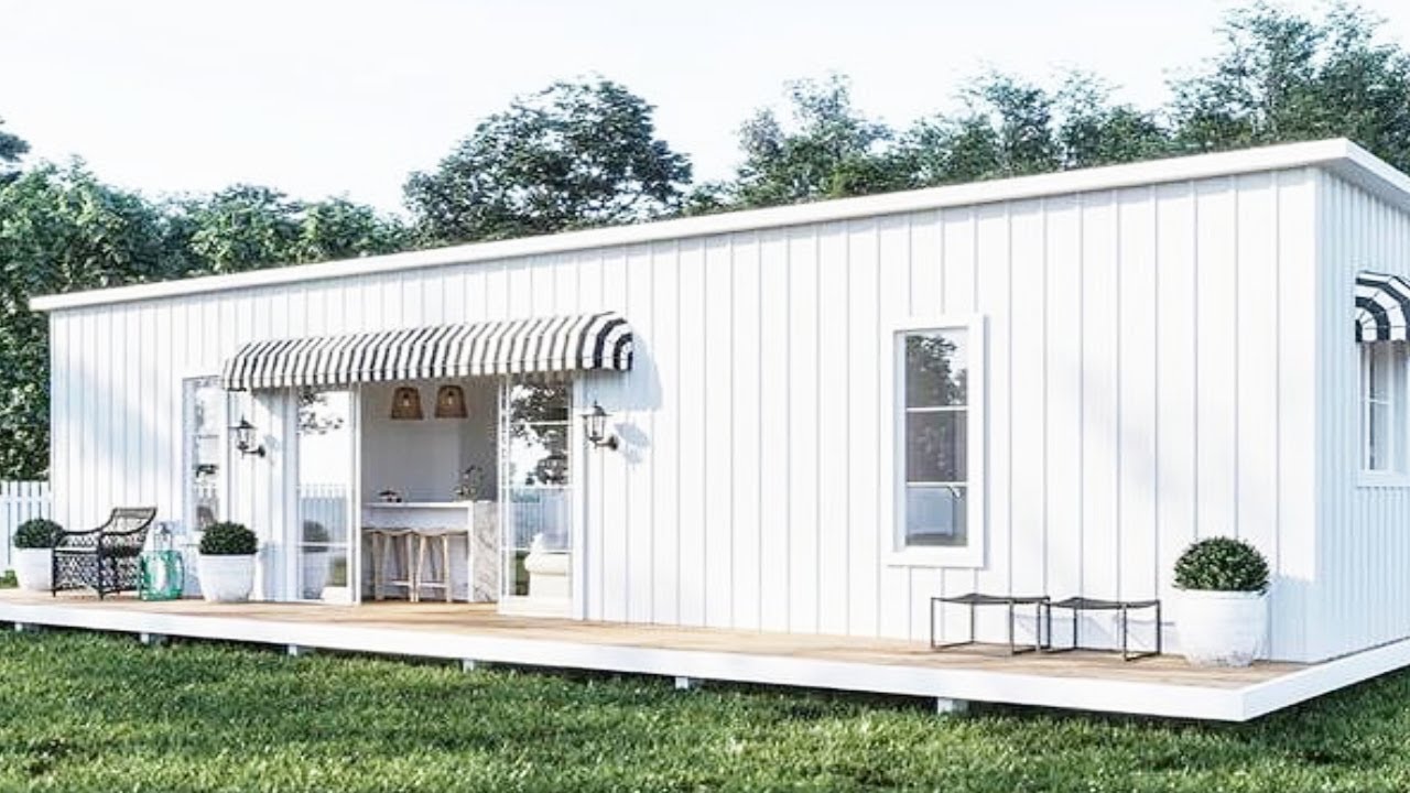 Beautiful small house designed in a long rectangular frame of a single ...