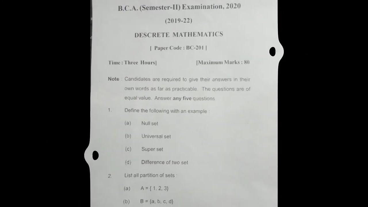 BCA 2nd Semester || ALL SUBJECT || Question Papers || (2019-2022 ...