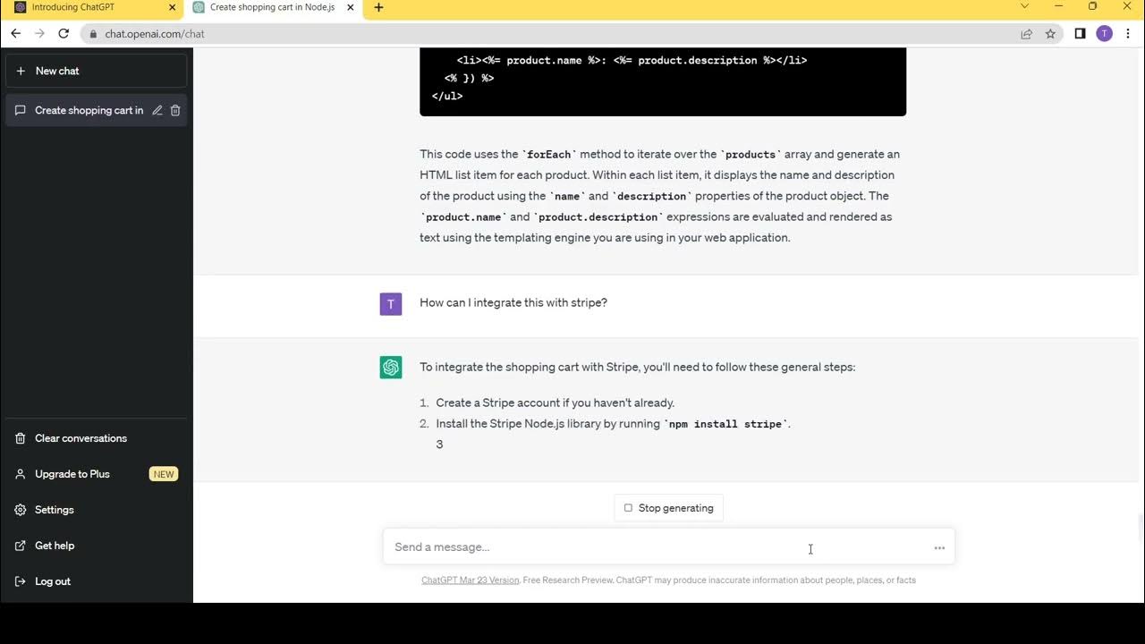 ChatGPT Create Shopping Cart #nodejs #chatgpt - YouTube