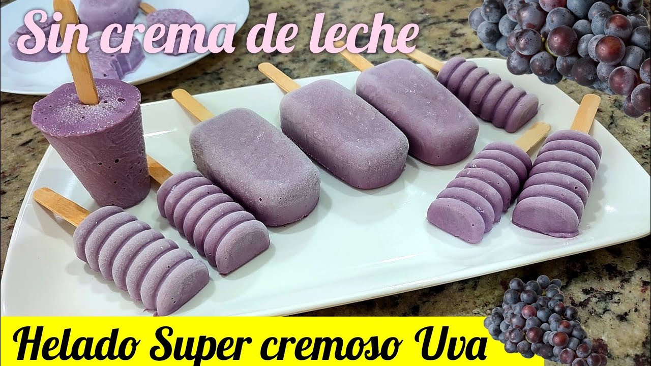 Deliciosas paletas Cremosas de Uva Sin Crema de Leche / Helados caseros para negocio - YouTube