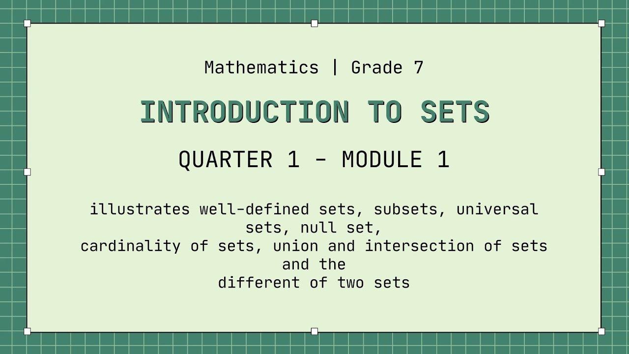 MATH 7 (Quarter 1 Module 1) - Introduction To Sets - YouTube
