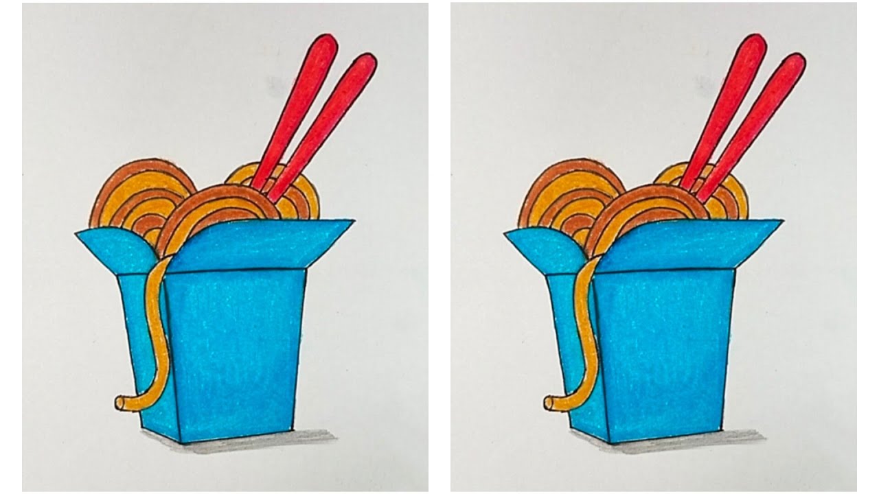 How to Draw a Noodles 🍜 Box Easy Step - YouTube