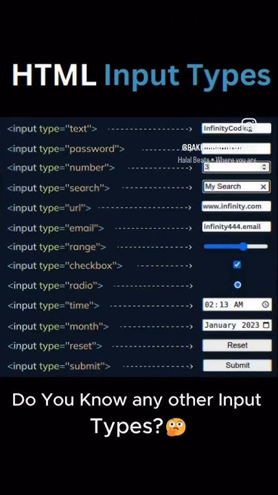 HTML(hypertext markup language) input tags . tags #coding #M.coding # ...