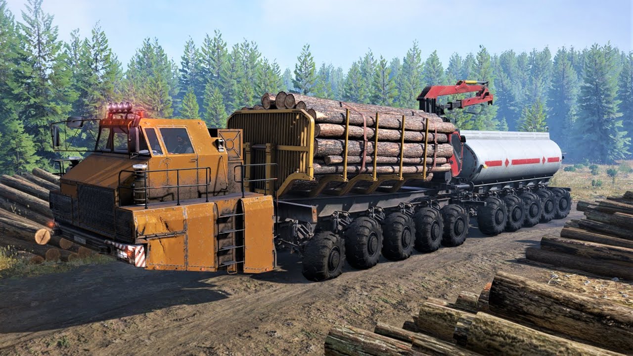SnowRunner - MAZ 7907 20x20 Driving Offroad - Transporting Logging ...